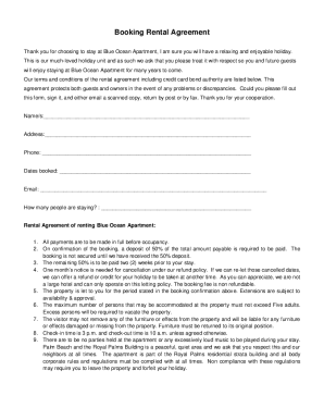 Fillable Online Booking Rental Agreement Fax Email Print - pdfFiller