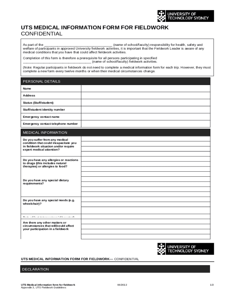 Ination request University of Technology Sydney Doc Template | pdfFiller