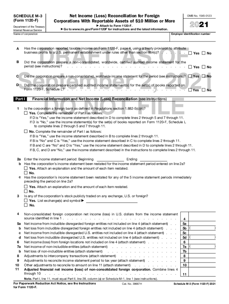 Fillable Online 2021 Schedule M-3 (Form 1120-F). Net Income (Loss ...