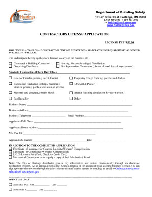 Fillable Online CONTRACTORS LICENSE APPLICATION Fax Email Print - pdfFiller