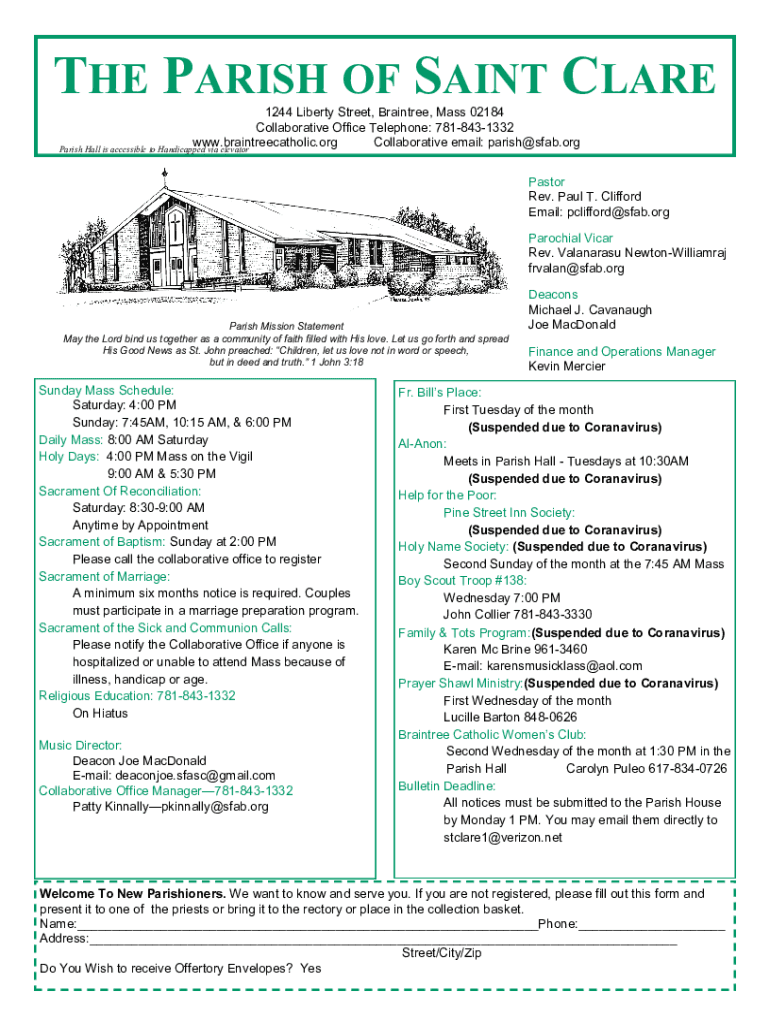 Fillable Online Braintree CatholicSt Francis of Assisi and St Clare ...