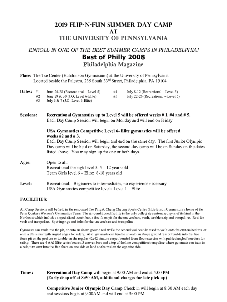 Fillable Online Best Summer Day Camps in PhiladelphiaWorld Camps Fax Email Print - pdfFiller