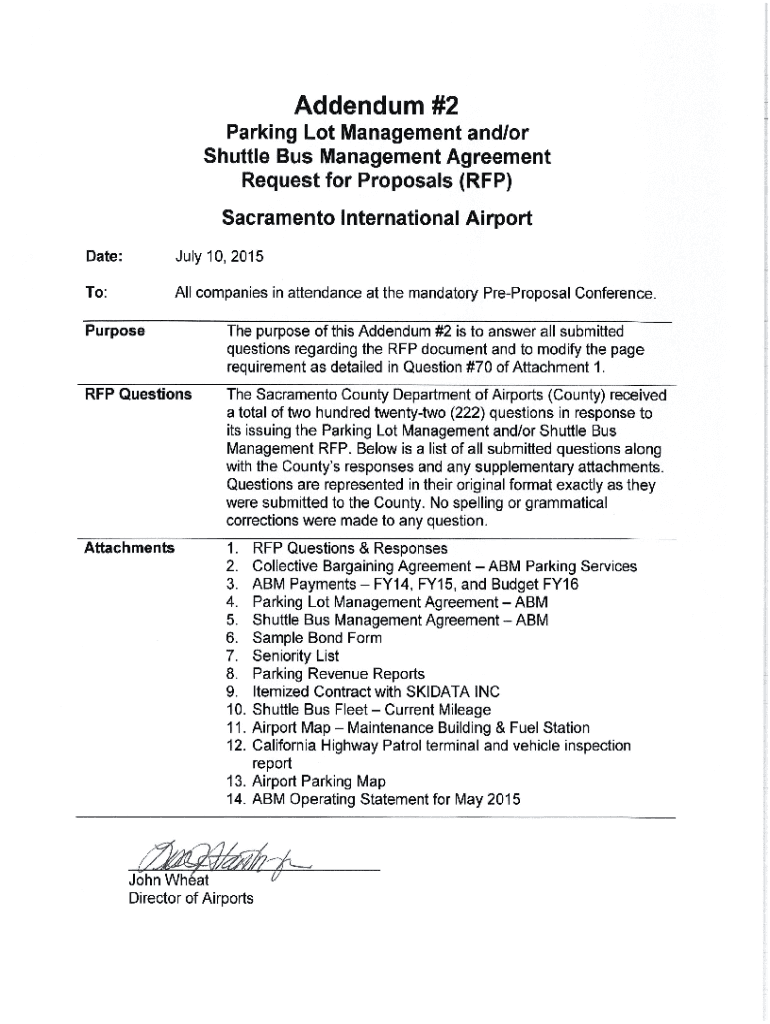 Fillable Online Addendum #2 for RFP: Parking Management Services - City ...