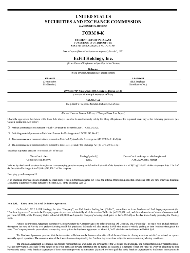 Fillable Online ir.ezfl.com 0001493152/22/005972UNITED STATES ...