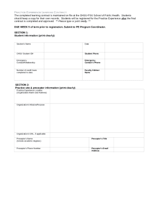 Sample MSW Foundation (1 Year) Learning Agreement Doc Template | pdfFiller