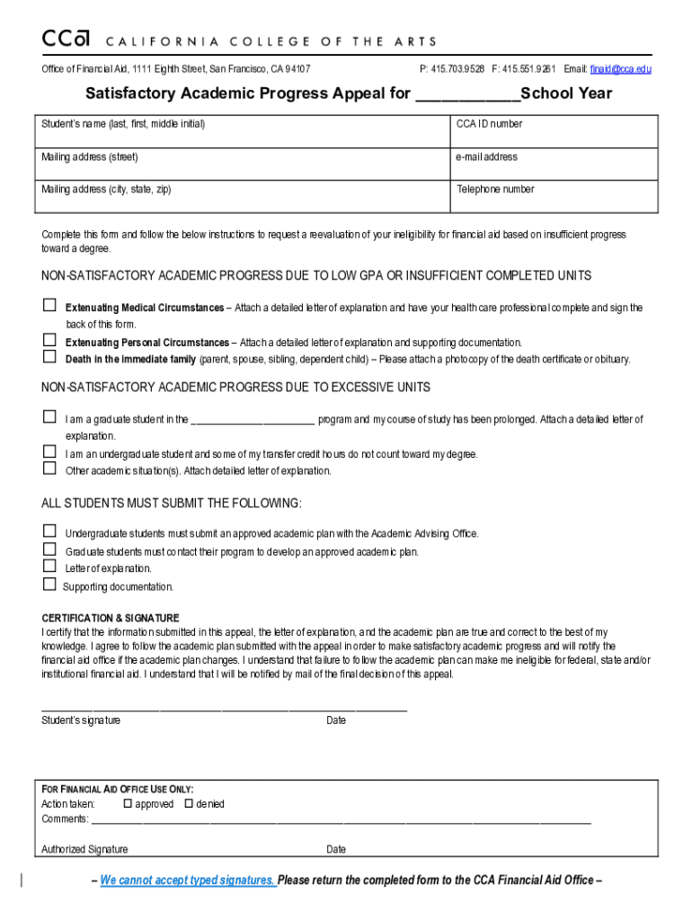 Fillable Online Fillable Online cca Office of Financial Aid, 1111 ...