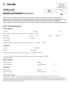 Fillable Online FollowMe Health Health and Dental Application. Complete ...