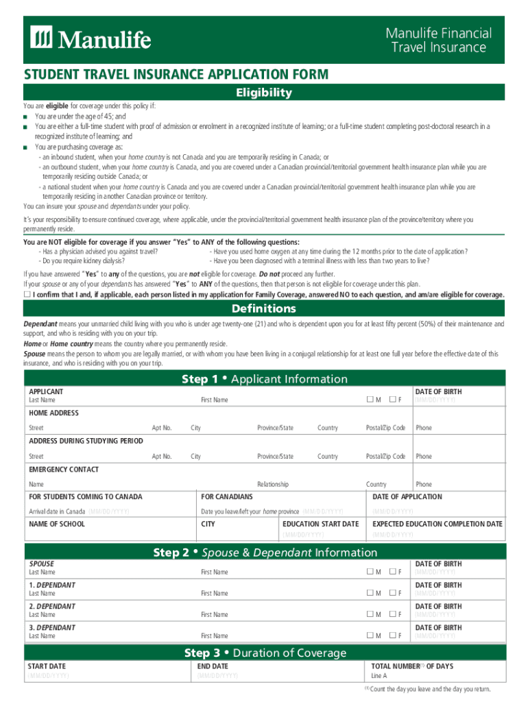 Fillable Online www.sbis.cawp-contentuploadsManulife Financial Student ...
