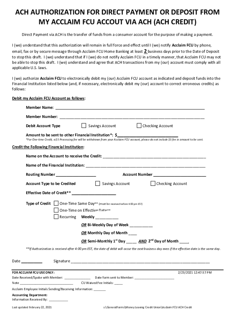 Fillable Online ACH Authorization FormsACH Authorization FormsACH ...