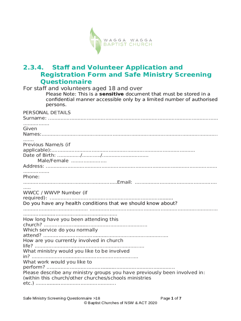 Staff/Volunteer Screening Doc Template | pdfFiller