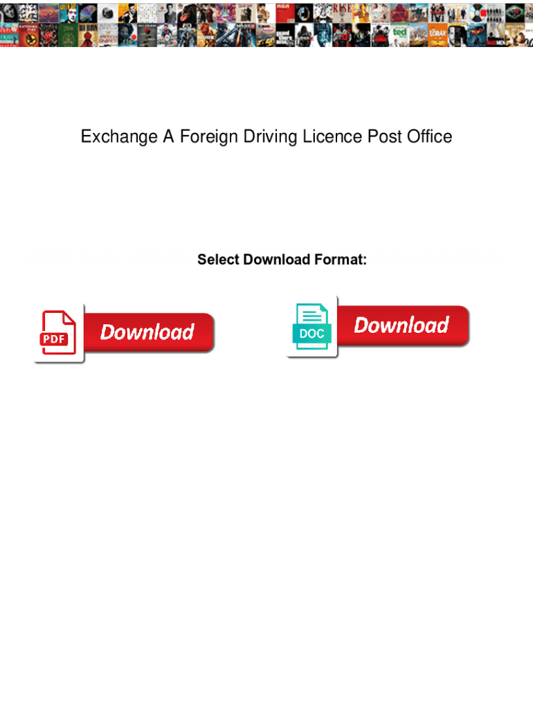 Fillable Online Exchange A Foreign Driving Licence Post Office ...