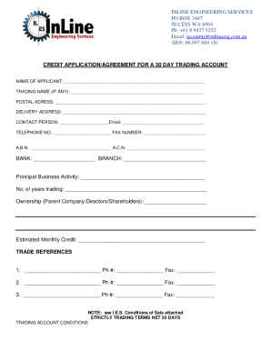 Fillable Online CREDIT APPLICATION/AGREEMENT FOR A 30 ... - inlineeng ...