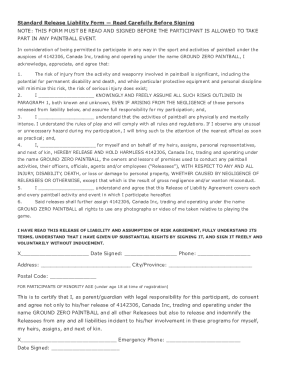 Fillable Online Free Release of Liability (Waiver) Form - PDF & Word ...