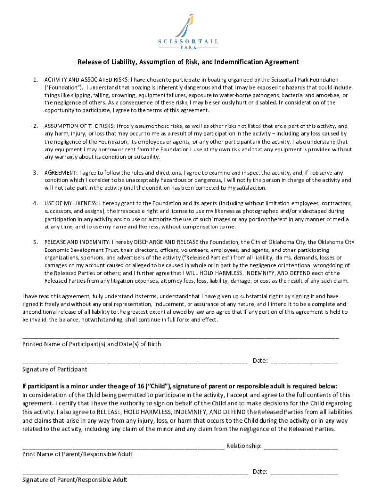 Fillable Online Release of Liability, Assumption of Risk, and ... Fax Email Print - pdfFiller