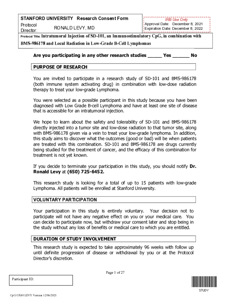 Fillable Online Stanford Irb Consent Form Template Fax Email Print - pdfFiller