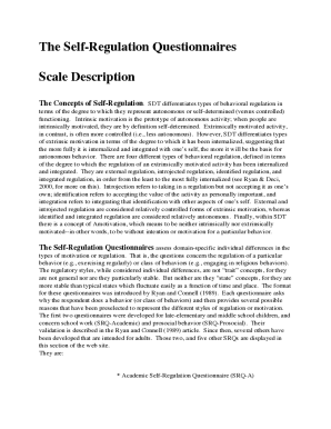 Fillable Online The Self-Regulation Questionnaires Scale Description ...