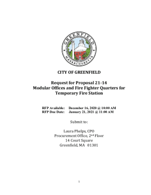Fillable Online CITY OF GREENFIELD Request for Proposal 21-14 Modular ... Fax Email Print ...