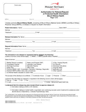 Fillable Online Authorization for Release/Request of Protected Health ... Fax Email Print ...