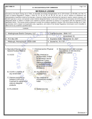 Fillable Online Enclosure 1 - License SNM-1107, Amendment 16 (Public ...