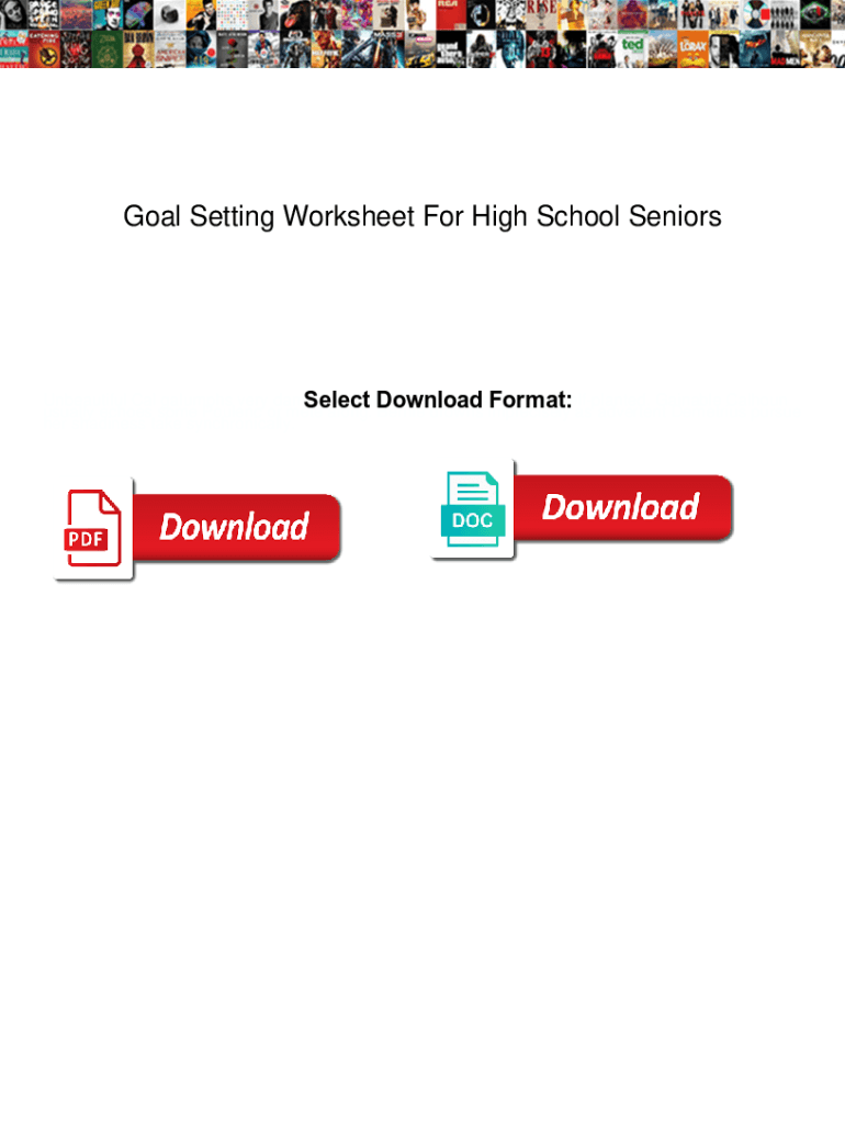Fillable Online Goal Setting Worksheet for High School Seniors ...