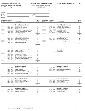 Fillable Online ORAL ROBERTS UNIVERSITY DEGREE PLAN SHEET 2021-2022 ...