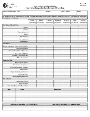Fillable Online Fillable Online Host/Companion Service Delivery Log ...