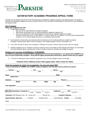 Fillable Online SATISFACTORY ACADEMIC PROGRESS APPEAL FORM Fax Email ...