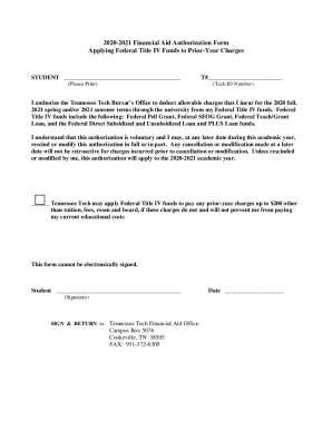 Fillable Online Financial Aid Authorization Fax Email Print - pdfFiller