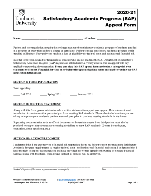 Fillable Online PDF Financial Aid Satisfactory Academic Progress Appeal ...