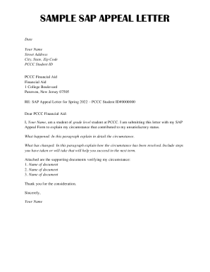 Fillable Online web.pccc.edu03SAP-Appeal-Sample-LetterSAMPLE SAP APPEAL ...
