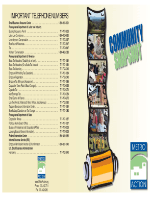 Fillable Online IMPORTANT TELEPHONE NUMBERS - metroaction.org Fax Email ...