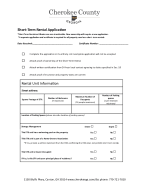 Fillable Online Short-Term Rental Application Rental Unit Information ...