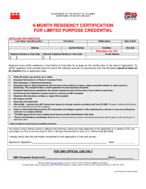 Fillable Online dmv dc Form Dc Dmv-Lpc-001 - 6-Month Dc Residency ...