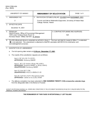 Fillable Online OPM FORM 50A UNIVERSITY OF HAWAII AMENDMENT OF ...