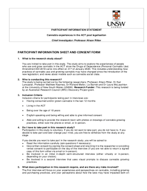 Fillable Online participant information sheet and consent form. participant information sheet ...