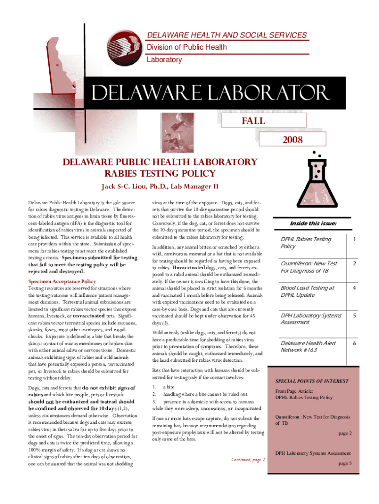 Fillable Online DPH Services: Laboratory Services - Delaware Health and ...