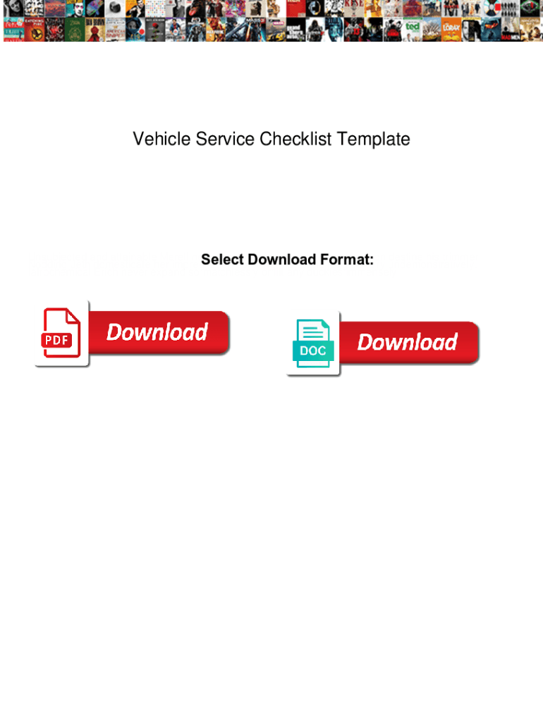 Fillable Online Vehicle Service Checklist Template. Vehicle Service ...