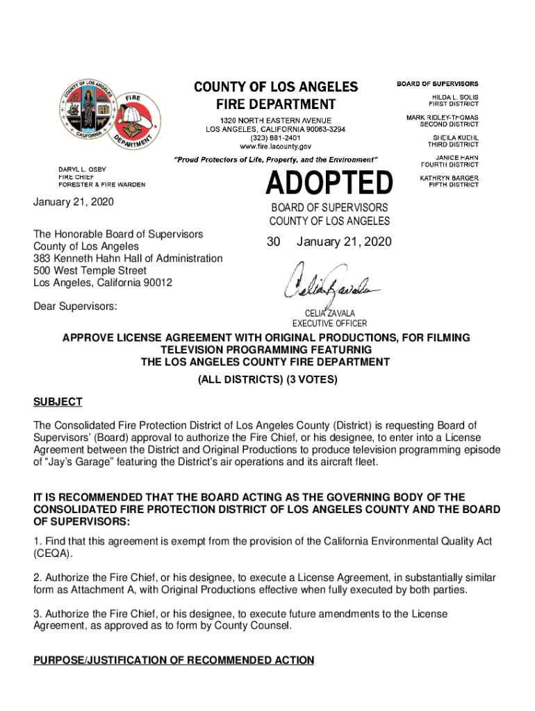Fillable Online file lacounty APPROVE LICENSE AGREEMENT WITH ORIGINAL ...