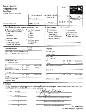 Fillable Online Recipient Committee COVER PAGE Campaign Statement Date ...