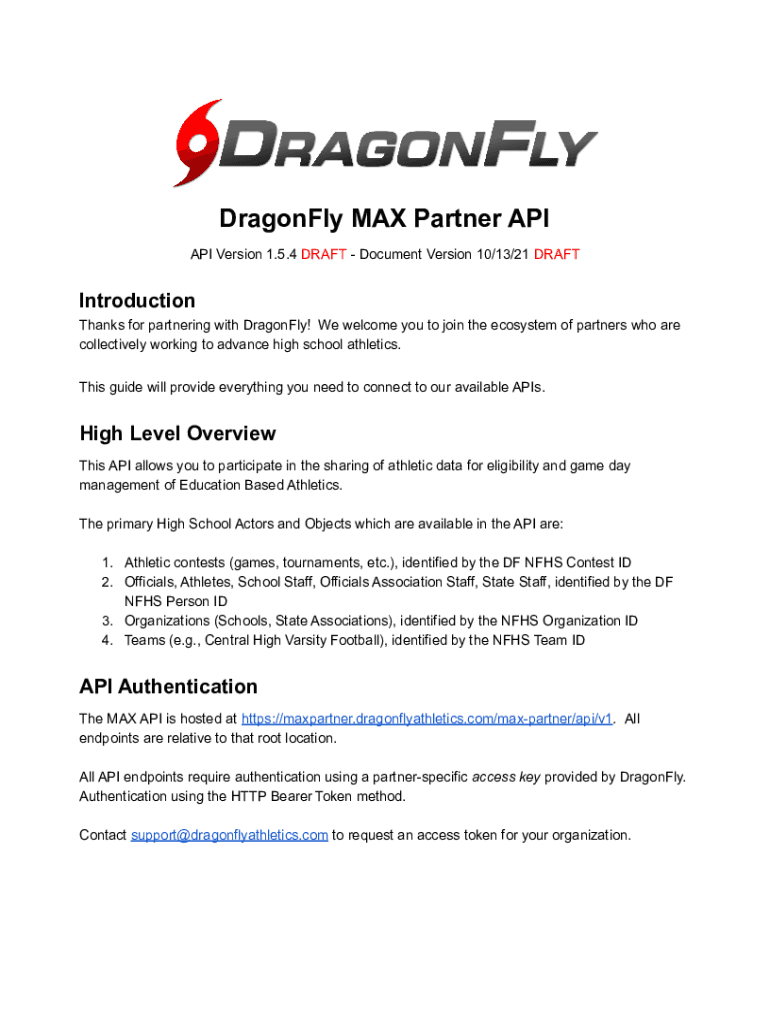 Fillable Online The DragonFly Partner API v 1.5.4 Draft Fax Email Print ...