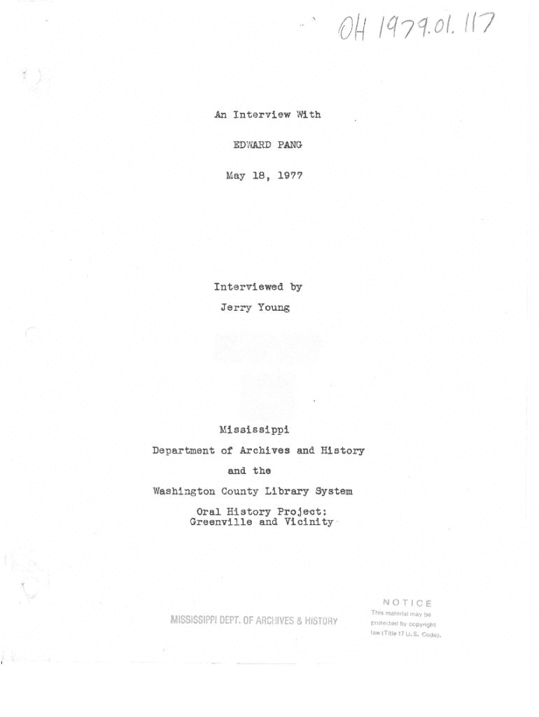 Fillable Online An Interview With EDWARD PANG Interviewed by Jerry ...