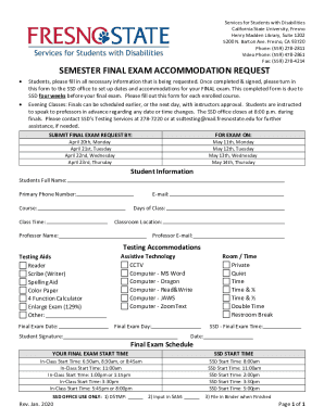 Fillable Online Semester Final Exam Accommodation Request Form ...