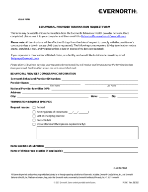 Fillable Online Evernorth Individually Contracted Provider Termination ...