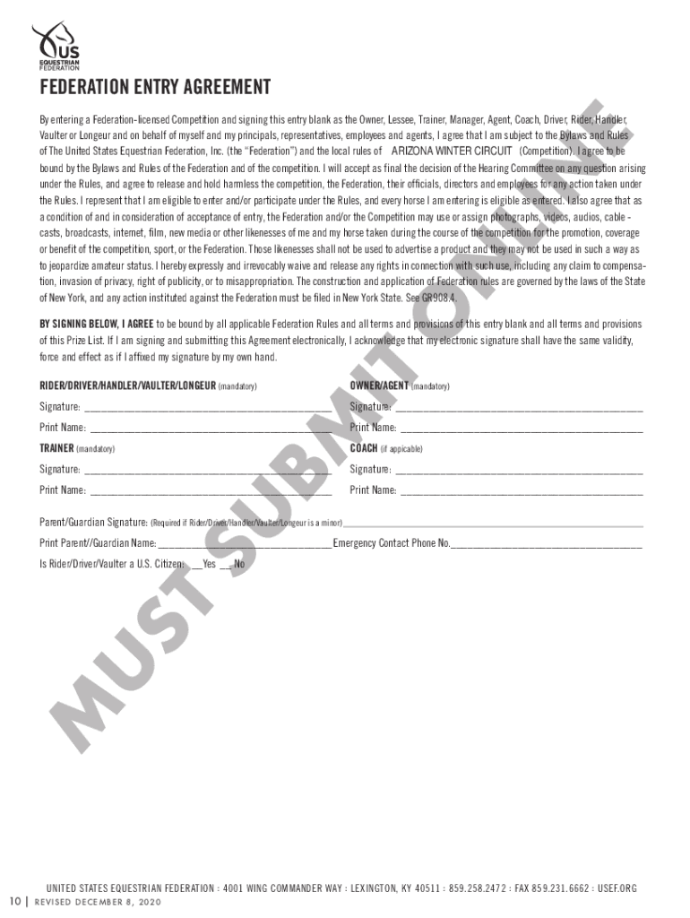 Fillable Online FEDERATION ENTRY AGREEMENT Sample ClausesLaw Insider Fax Email Print - pdfFiller