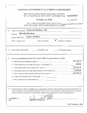 Fillable Online ethics ks ethics.kansas.govcampaign-financerules ...