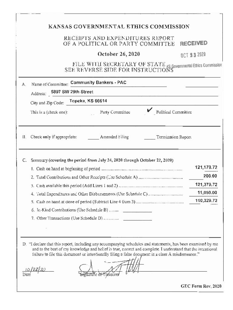 Fillable Online ethics ks ethics.kansas.govcampaign-financerules ...