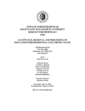 Fillable Online TOWN OF NORTH HEMPSTEAD SOLID WASTE MANAGEMENT ...