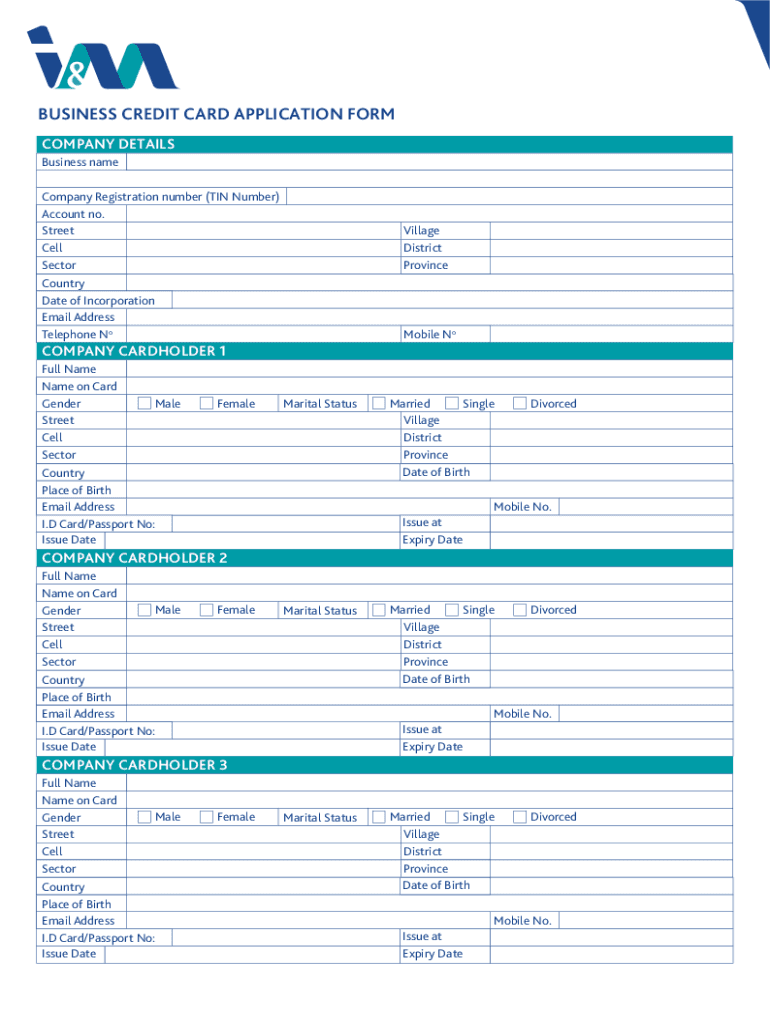 Fillable Online Business Credit CARD APPLICATION FORM Fax Email Print ...