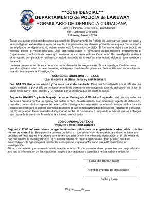 Fillable Online Citizen Complaint Form (Spanish) Fax Email Print ...