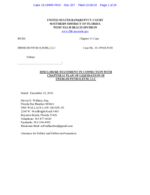 Fillable Online Disclosure Statement for Liquidation Plan (Form) Fax ...